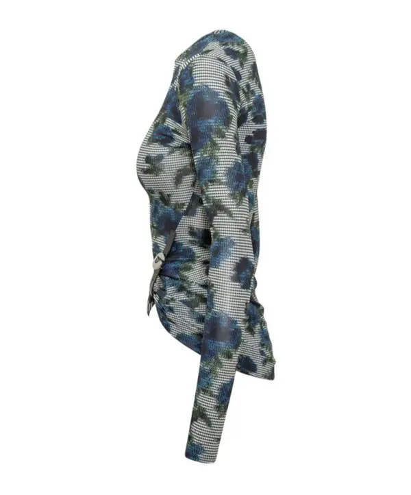Coperni Floral Print Slim-fit Top With Side Pleats