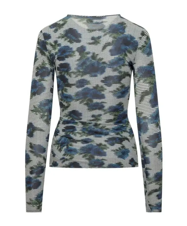 Coperni Floral Print Slim-fit Top With Side Pleats