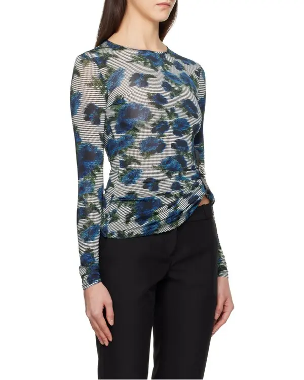 Coperni Floral Print Slim-fit Top With Side Pleats