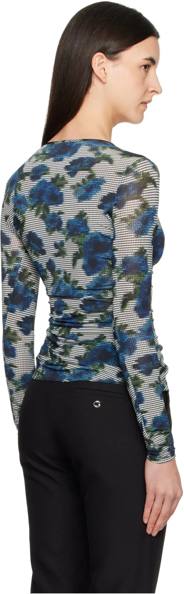 Coperni Floral Print Slim-fit Top With Side Pleats
