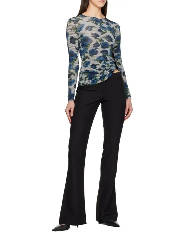 Coperni Floral Print Slim-fit Top With Side Pleats