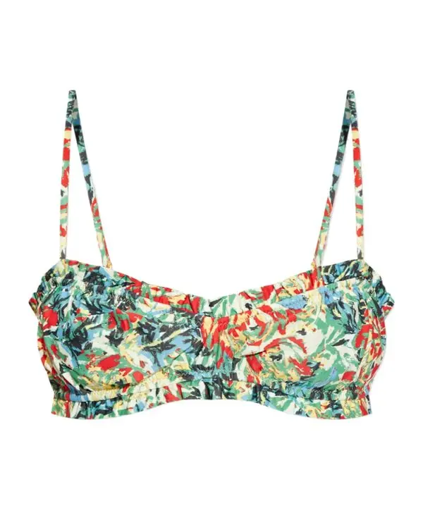 GANNI Recycled Printed Bandeau Bikini Top - Multicolor