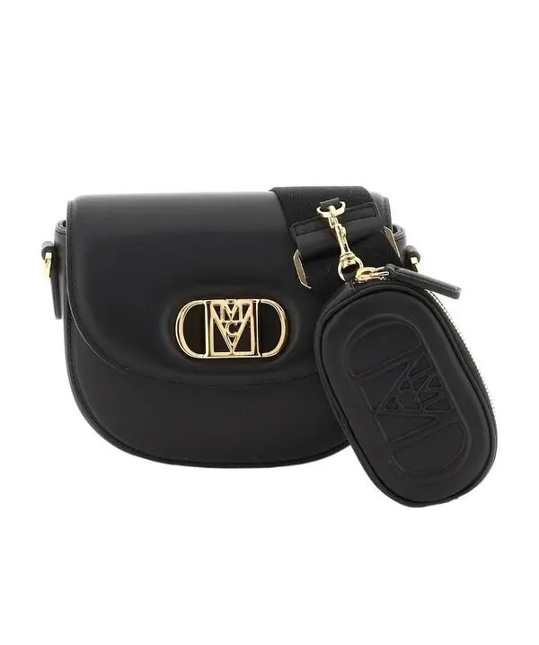 Mcm Travia Logo Plaque Mini Shoulder Bag - Black