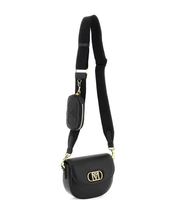 Mcm Travia Logo Plaque Mini Shoulder Bag - Black