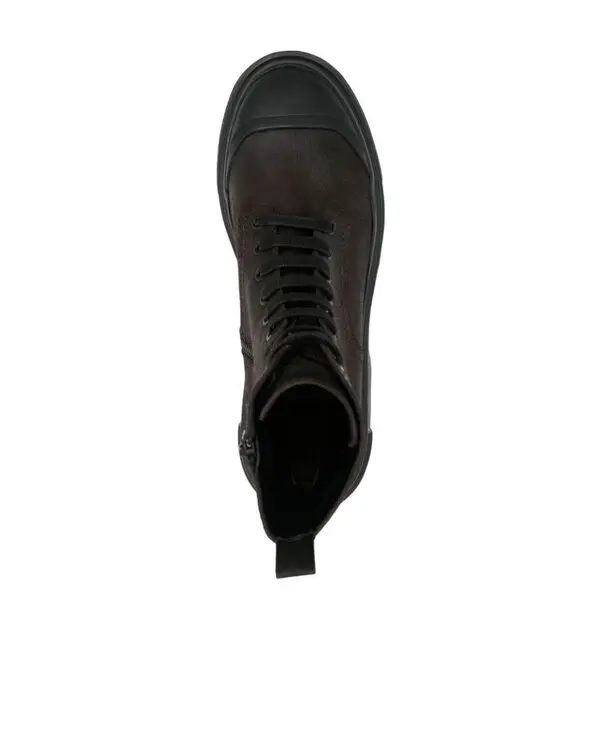 Hogan Lace-up Ankle Boots With Side Zip And Rubber Sole
