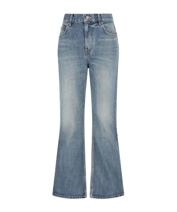 Celine Belted Denim Trousers - Gray