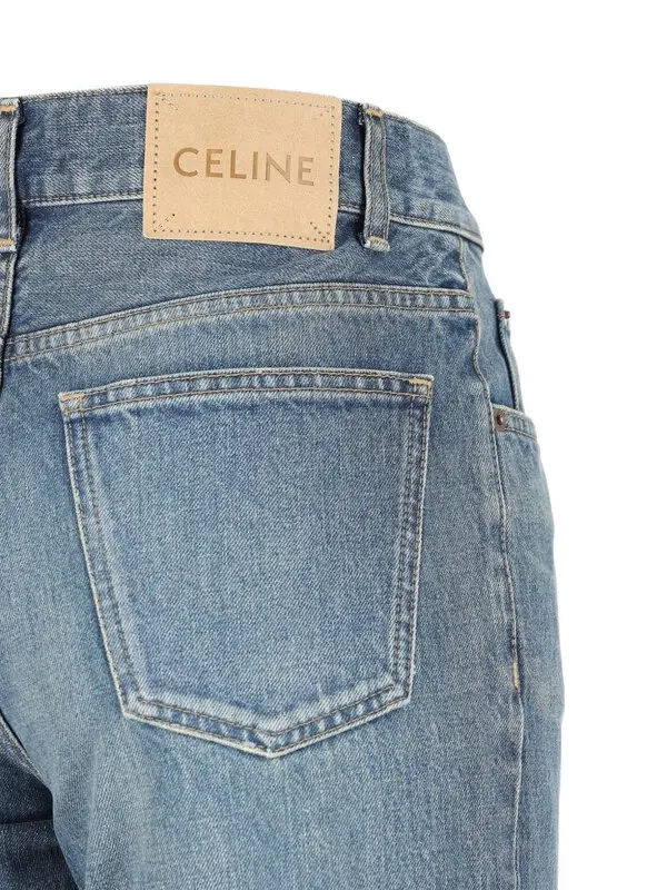 Celine Belted Denim Trousers - Gray