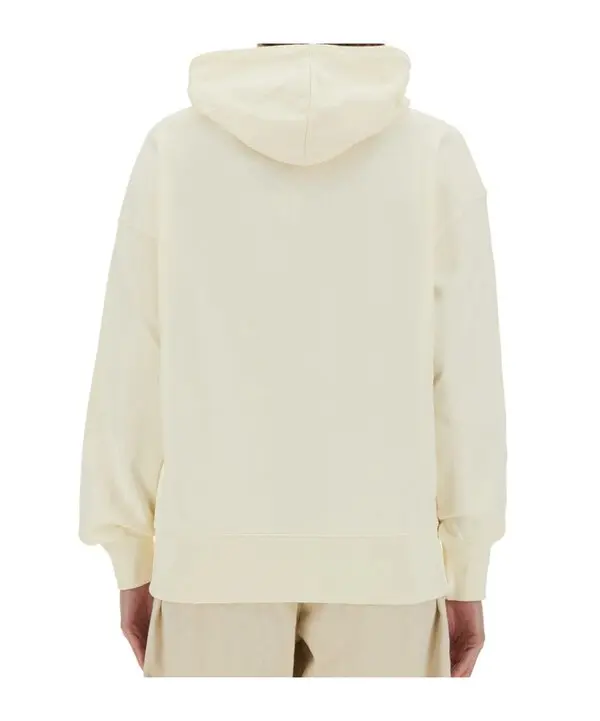 MSGM Brushed Logo Hooded Sweatshirt - White