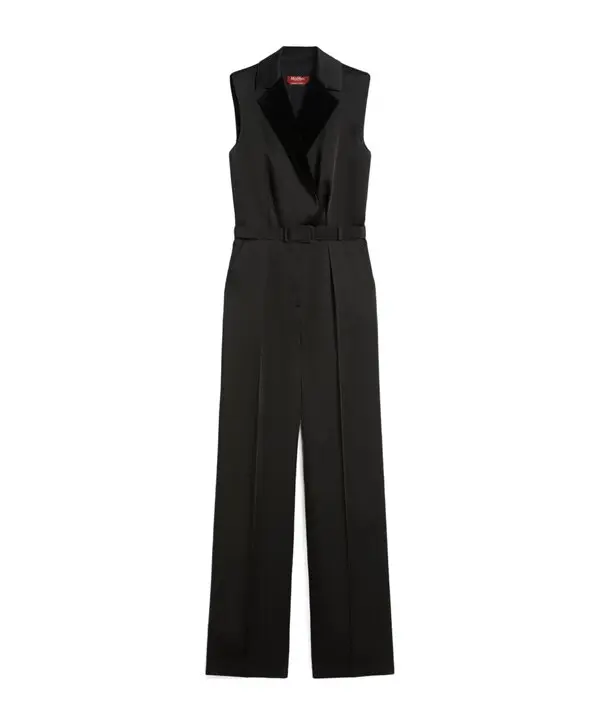 Max Mara Sleeveless Lapel Jumpsuit - Black