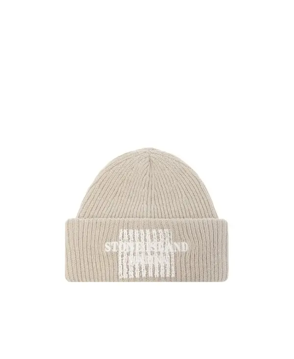 Stone Island Logo-embroidered Ribbed Beanie - Nude