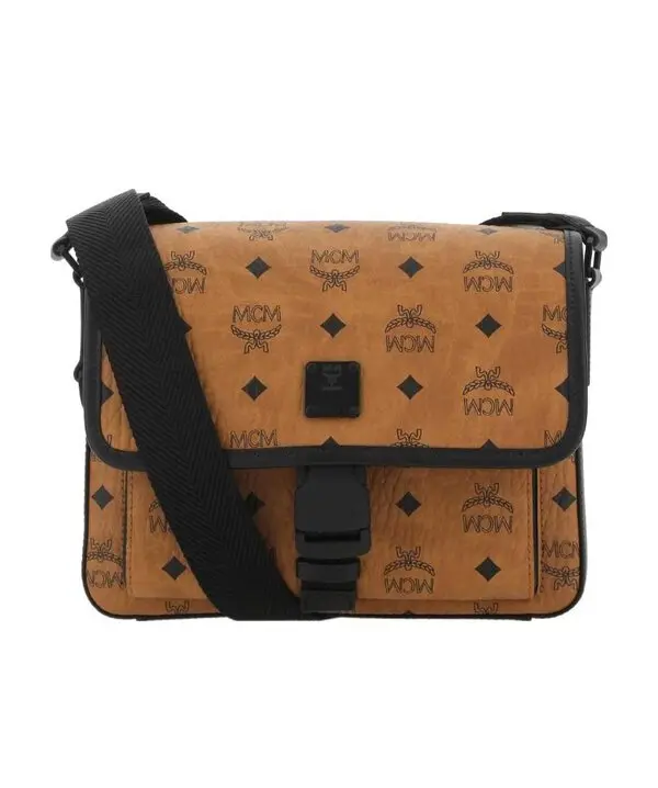 Mcm Klassik Logo Patch Small Messenger Bag - Brown