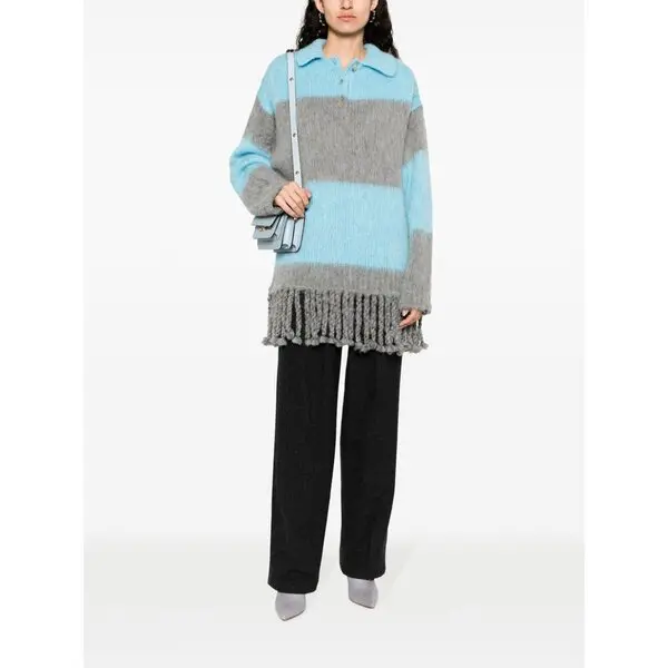 Etro Brushed Effect Fringed Edge Sweater Mini Dress - Gray