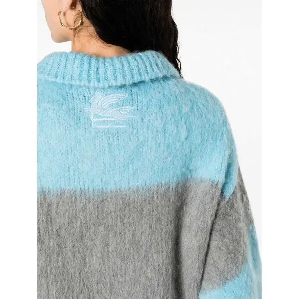 Etro Brushed Effect Fringed Edge Sweater Mini Dress - Gray
