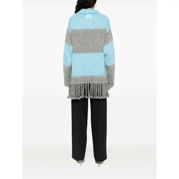 Etro Brushed Effect Fringed Edge Sweater Mini Dress - Gray