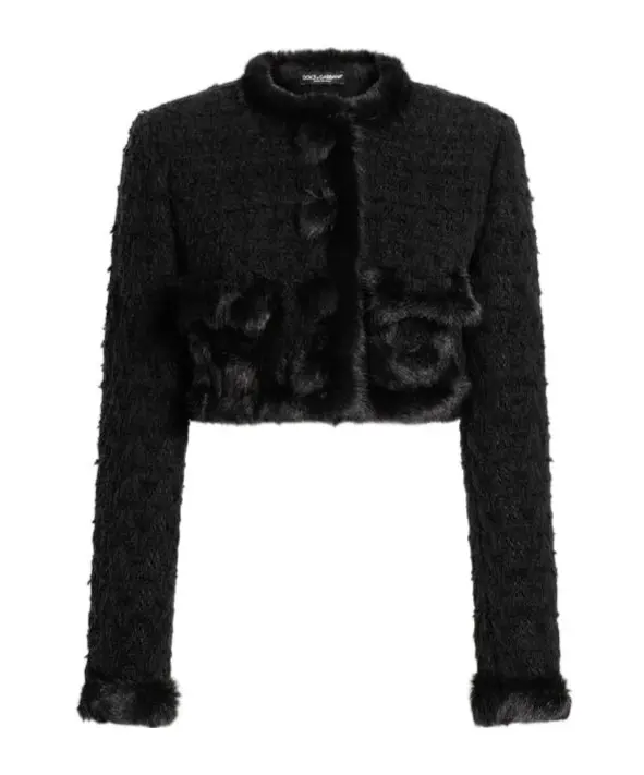 Dolce & Gabbana Cropped Jacket With Fur Trim