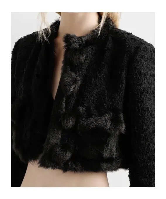 Dolce & Gabbana Cropped Jacket With Fur Trim