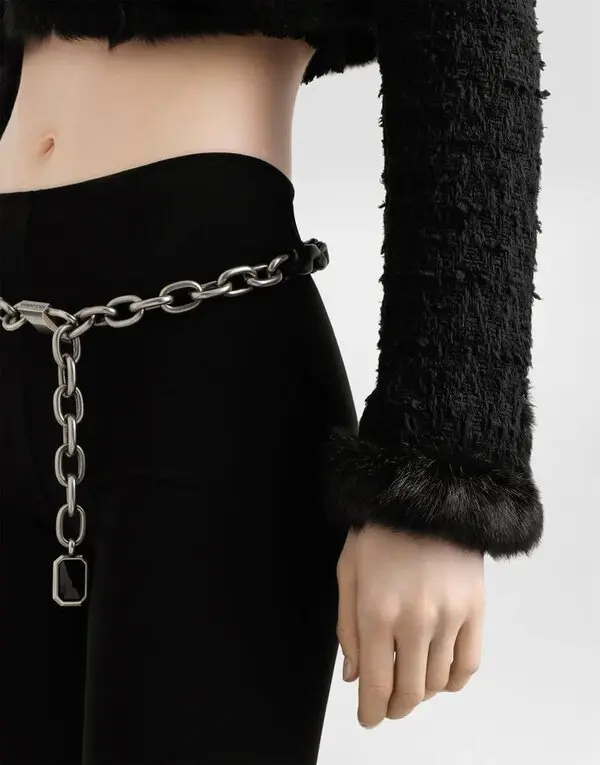 Dolce & Gabbana Cropped Jacket With Fur Trim