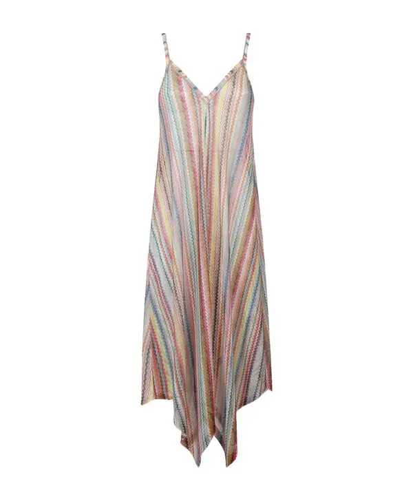 Missoni Spaghetti Strap V-neck Dress With Multicolored Stripes