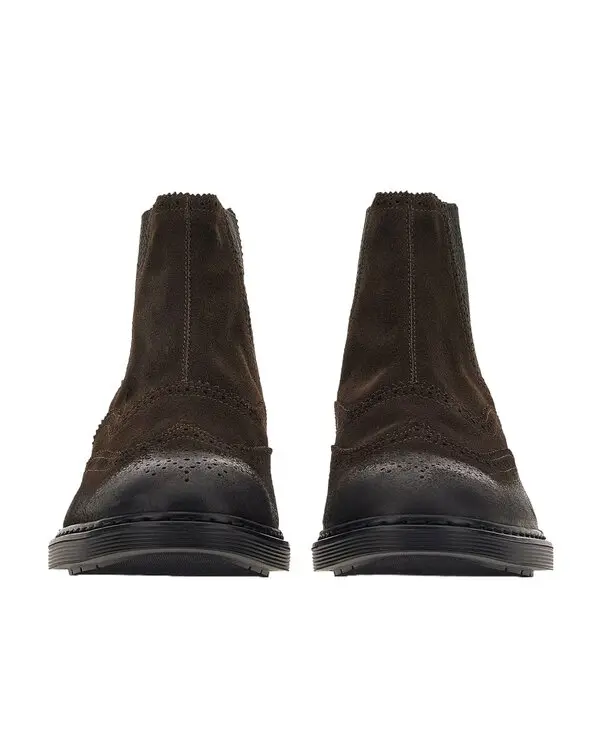 Hogan Round-toe Suede Chelsea Boots With Wingtip Detailing