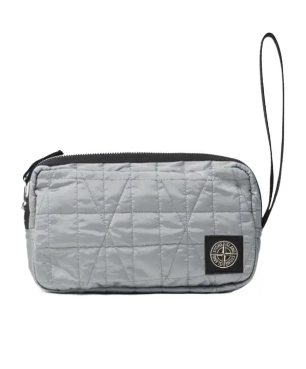 Stone Island Quilted Zipped Wrist Pouch - Pearl Gray