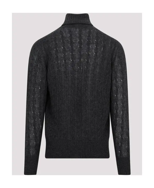 Etro Logo Embroidered Cable Knit Roll-neck Jumper