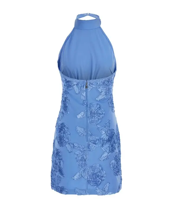ROTATE BY BIRGER CHRISTENSEN High Neck Floral Applique Dress - Blue