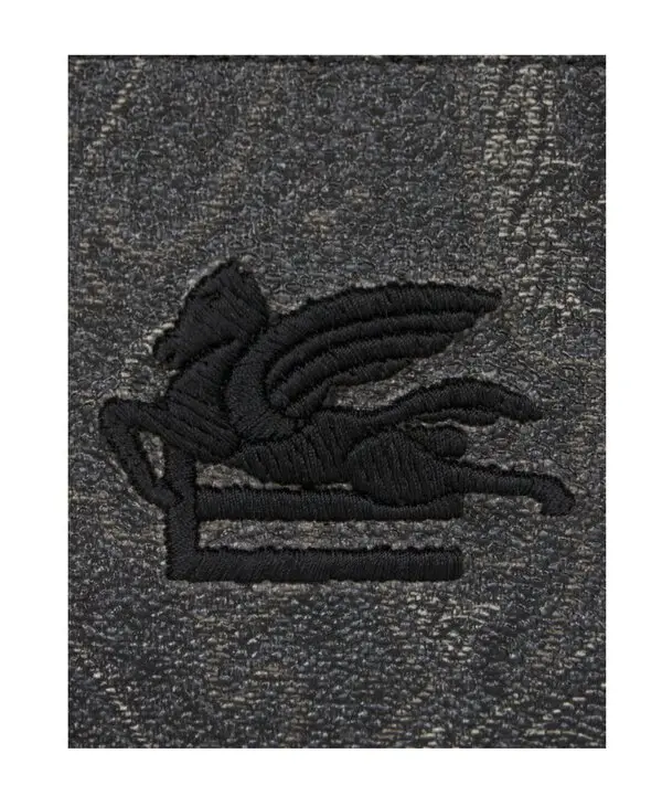 Etro Paisley Logo Embossed Wallet - Black