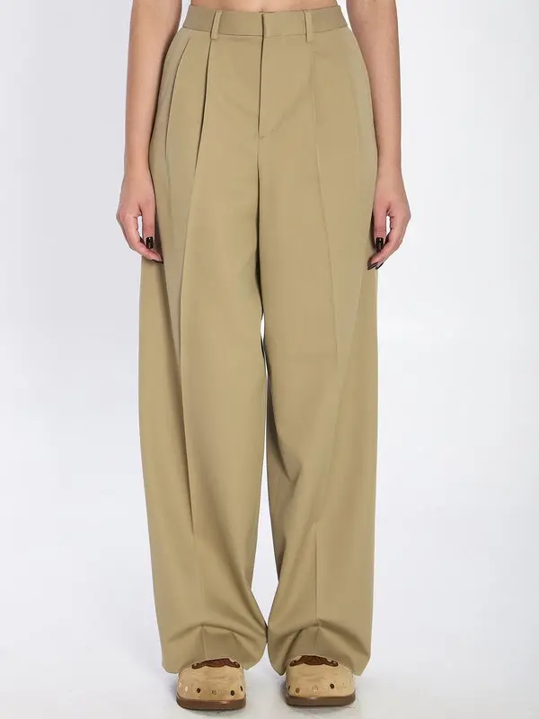 Celine Pleated Trousers In Cotton And Wool Gabardine