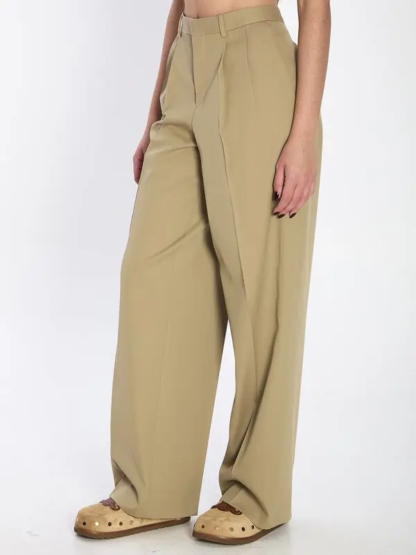 Celine Pleated Trousers In Cotton And Wool Gabardine