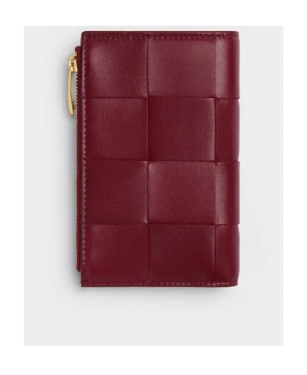 Bottega Veneta Intrecciato Bi-fold Leather Wallet - Red