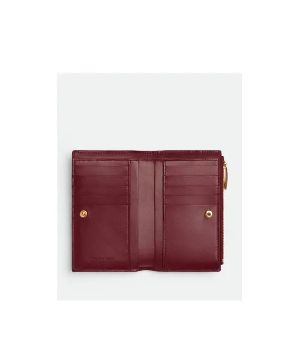 Bottega Veneta Intrecciato Bi-fold Leather Wallet - Red