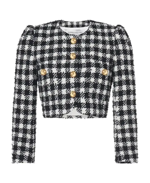 Alessandra Rich Vichy Tweed Single-breasted Blazer