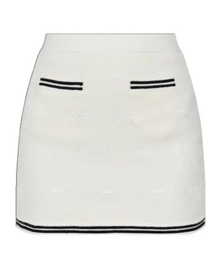 SELF-PORTRAIT Bow Jacquard Mini Skirt - Cream
