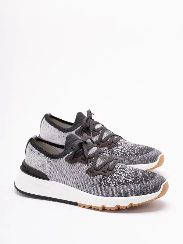 Brunello Cucinelli Round Toe Lace-up Sneakers - Gray