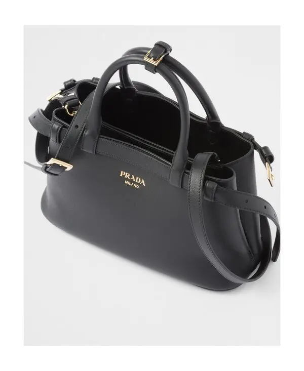 Prada Small Leather Handbag With Double Belt