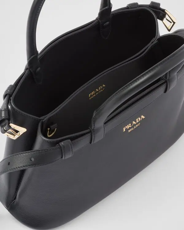 Prada Small Leather Handbag With Double Belt
