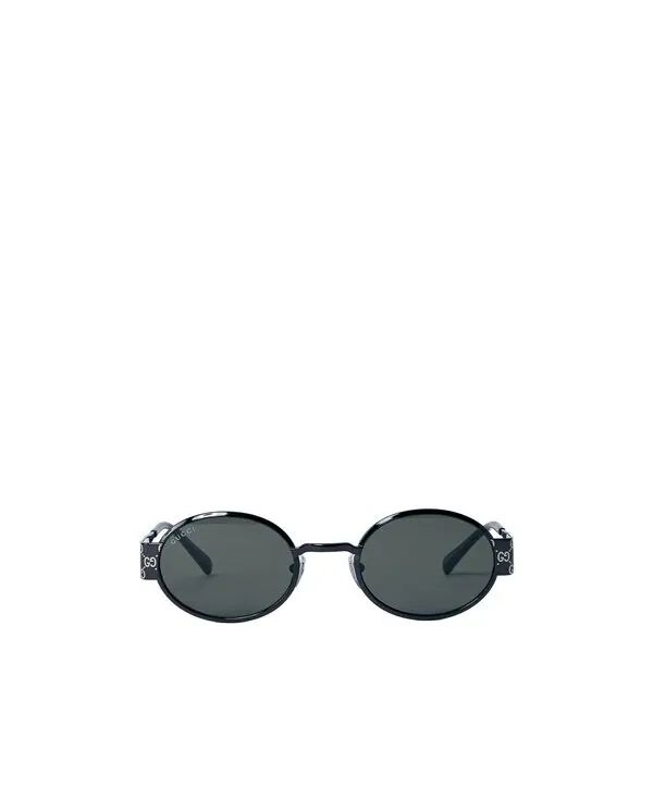 Gucci Oval Frame Sunglasses With Logo Detail - Black