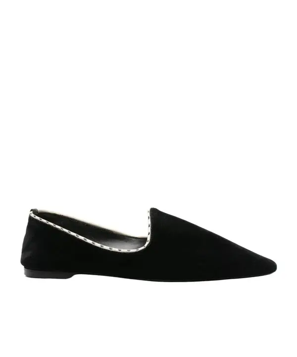 TOTEME Velvet Pointed Toe Flats - Black