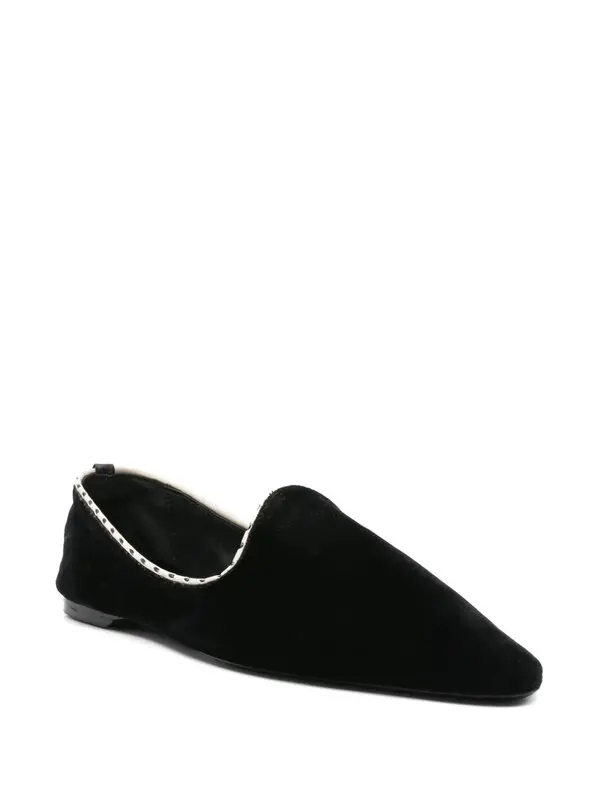 TOTEME Velvet Pointed Toe Flats - Black