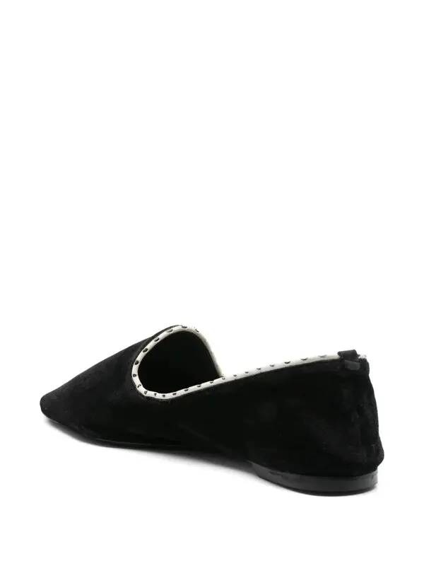 TOTEME Velvet Pointed Toe Flats - Black
