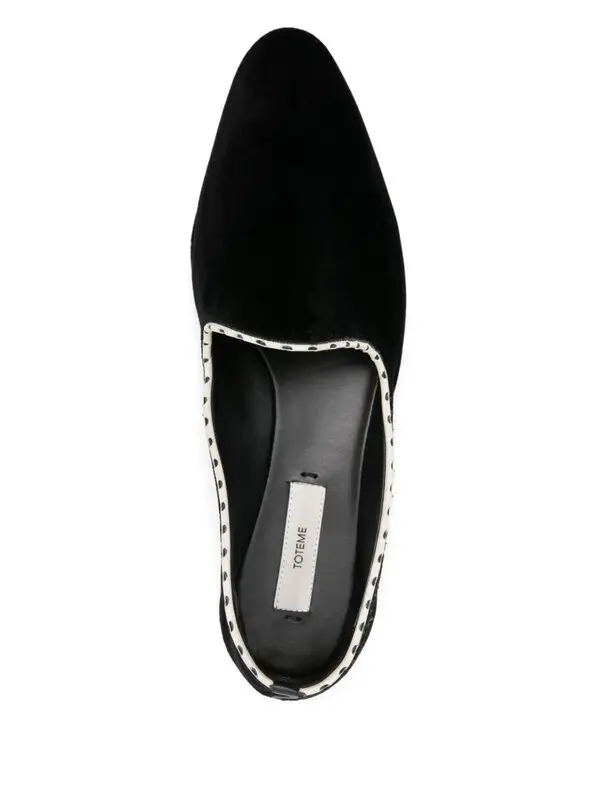 TOTEME Velvet Pointed Toe Flats - Black