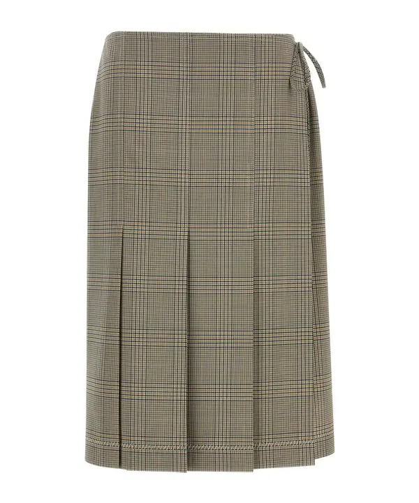 Marni Checked Pleated Skirt - Gray