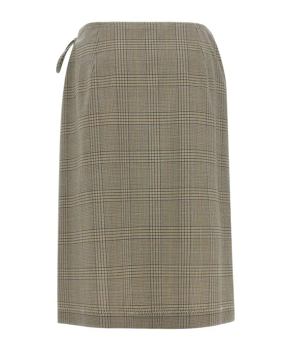 Marni Checked Pleated Skirt - Gray
