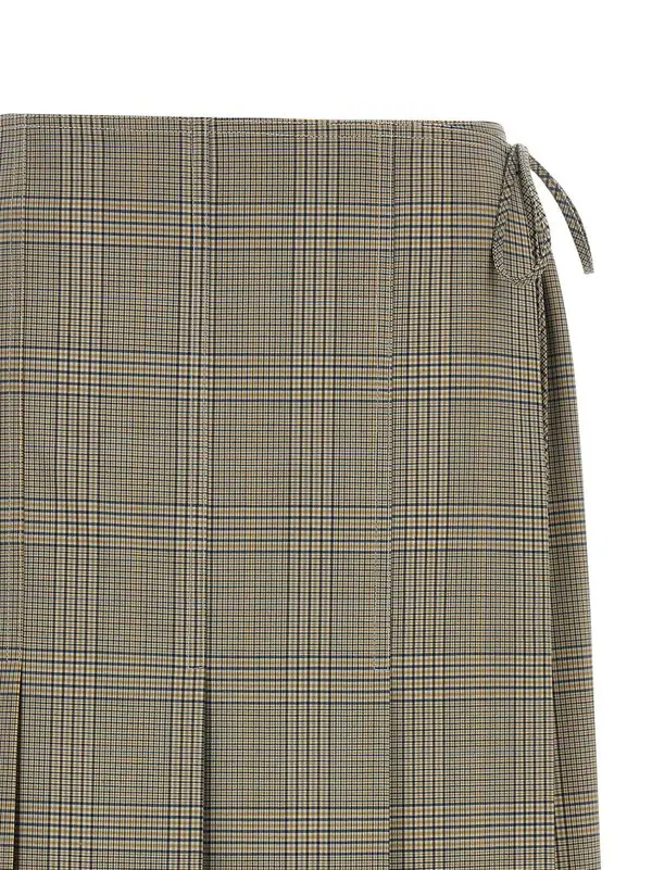 Marni Checked Pleated Skirt - Gray