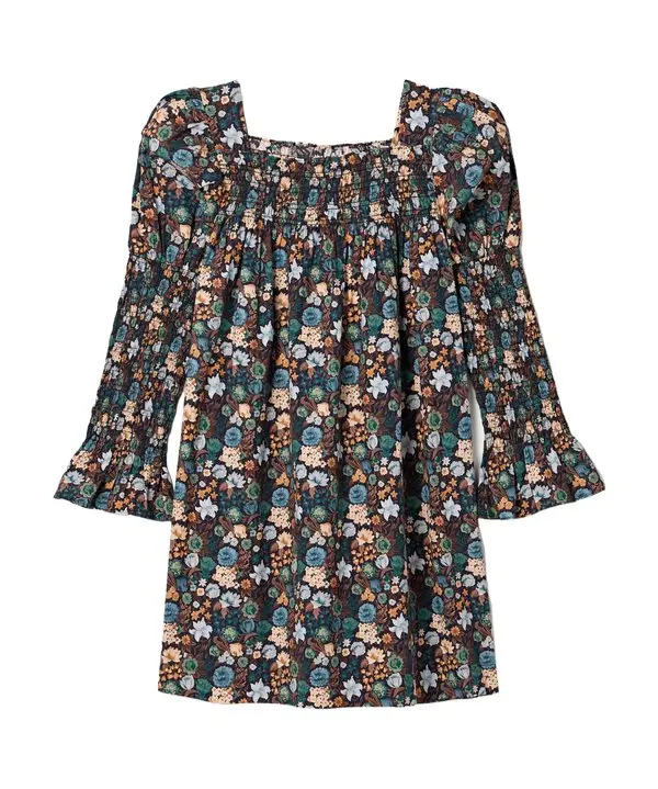 DÔEN Floral Print Square Neck Mini Dress
