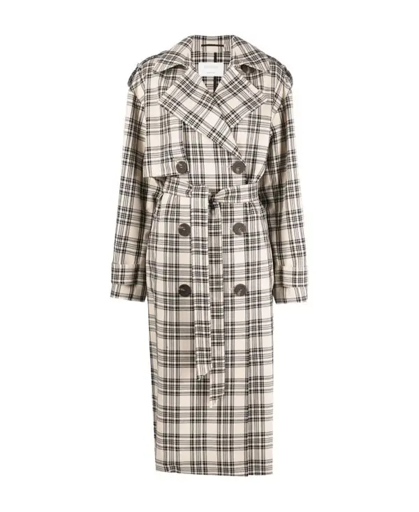 Sportmax Check-pattern Belted Coat - Nude
