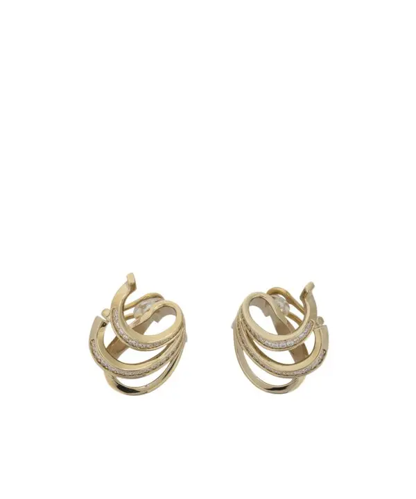 FERRAGAMO Triple Gancini Crystal Clip-on Earrings - Gold