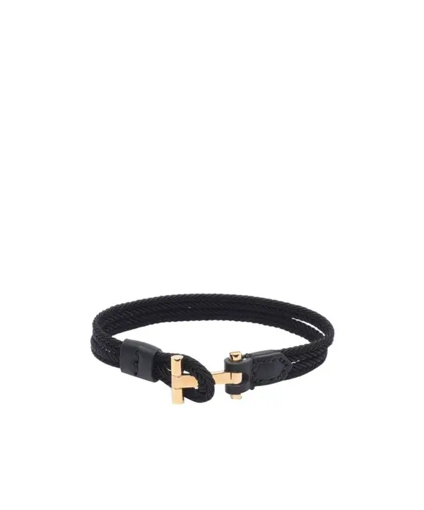 TOM FORD T Logo Plaque Bracelet - Black