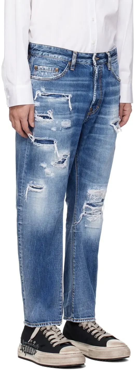 Dsquared2 Logo Patch Distressed Jeans