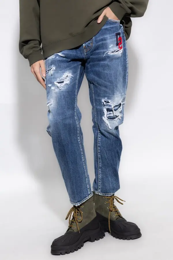 Dsquared2 Logo Patch Distressed Jeans